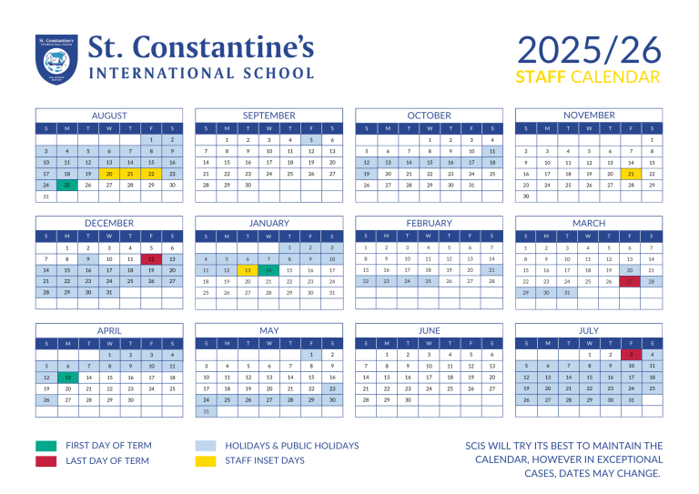Calendar – St. Constantine's School